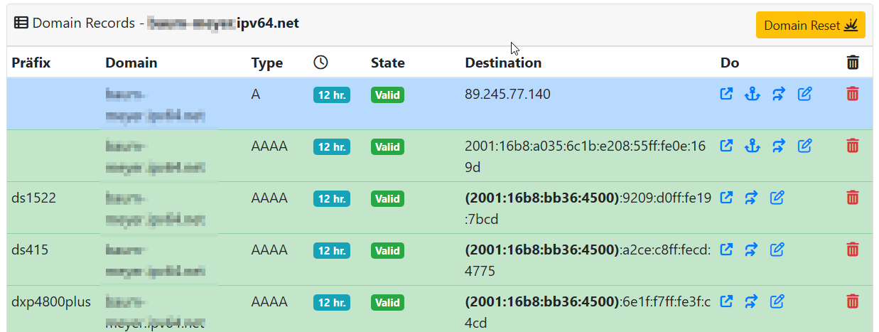 IPv6 AAAA-Record fällt nach ein paar Minuten auf IPv6 meiner Fritzbox ...